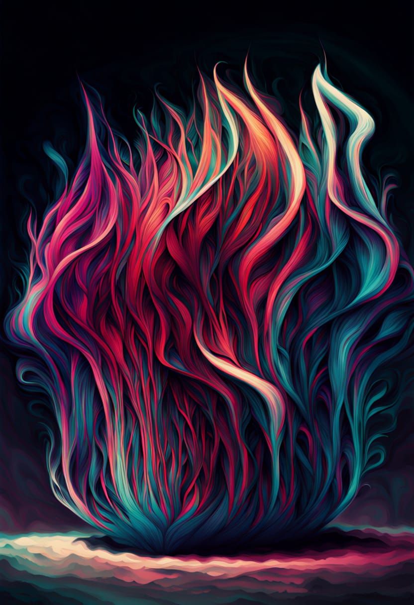 Tribal Ink Flow: Dynamic Teal and Black Patterns - AI Art