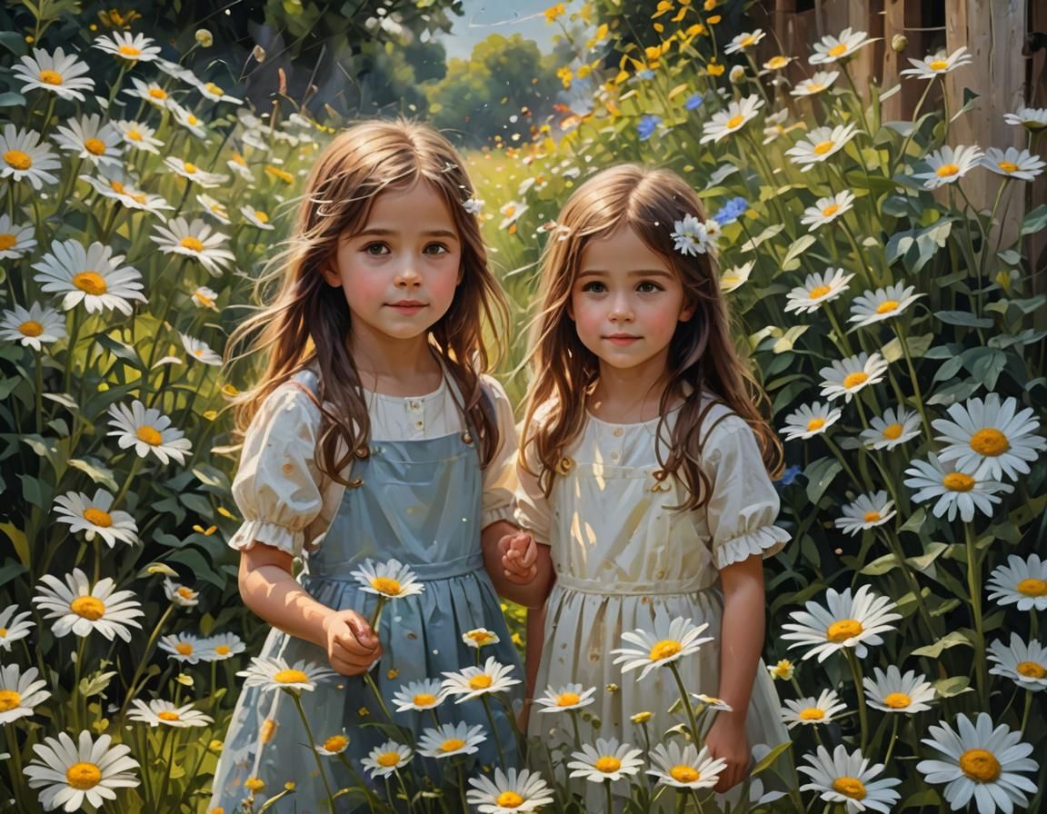 Cute little sisters - AI Generated Artwork - NightCafe Creator