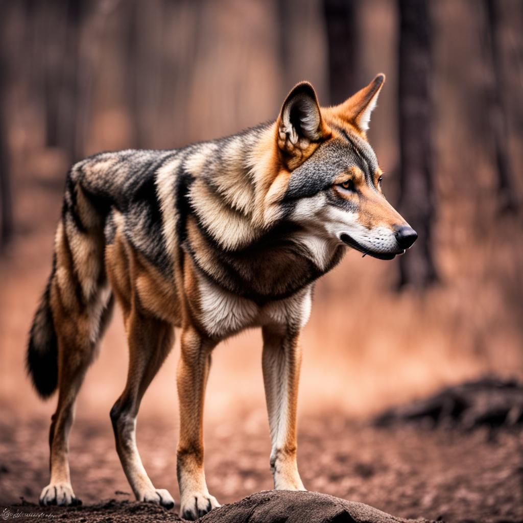 Gray-ish Red Wolf - AI Generated Artwork - NightCafe Creator