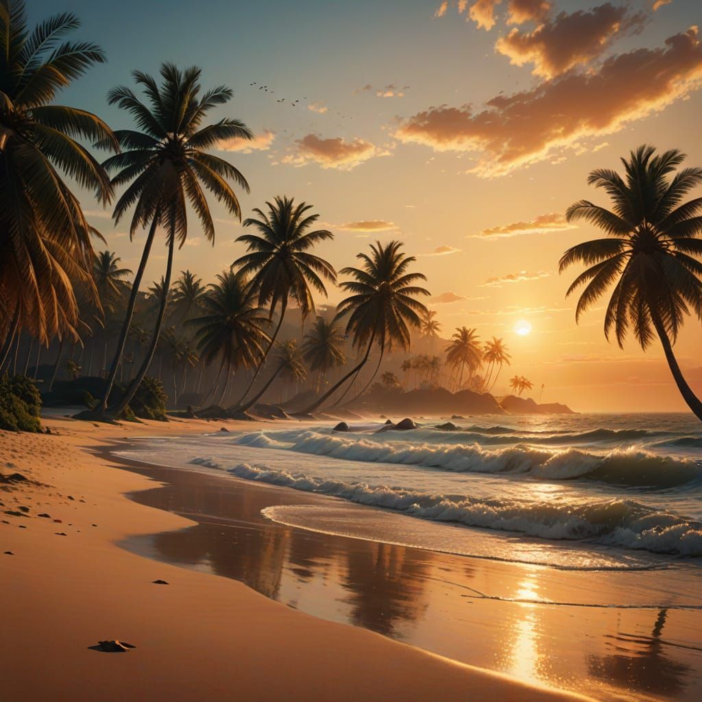 Gorgeous Beach at Sunrise - Breathtaking Beachscape at Golde...
