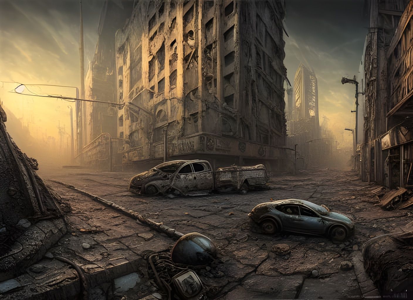 Post Apocalyptic Street - AI Generated Artwork - NightCafe Creator