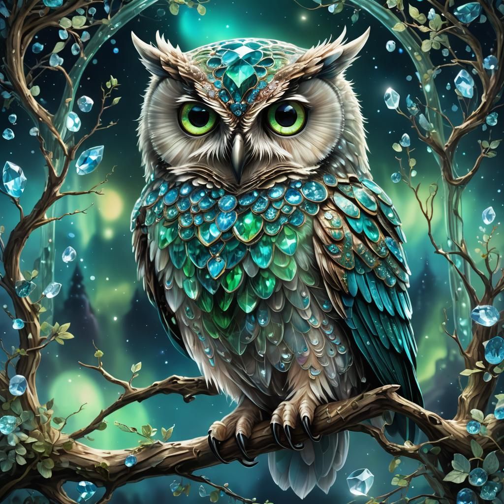 Emerald owl - AI Generated Artwork - NightCafe Creator