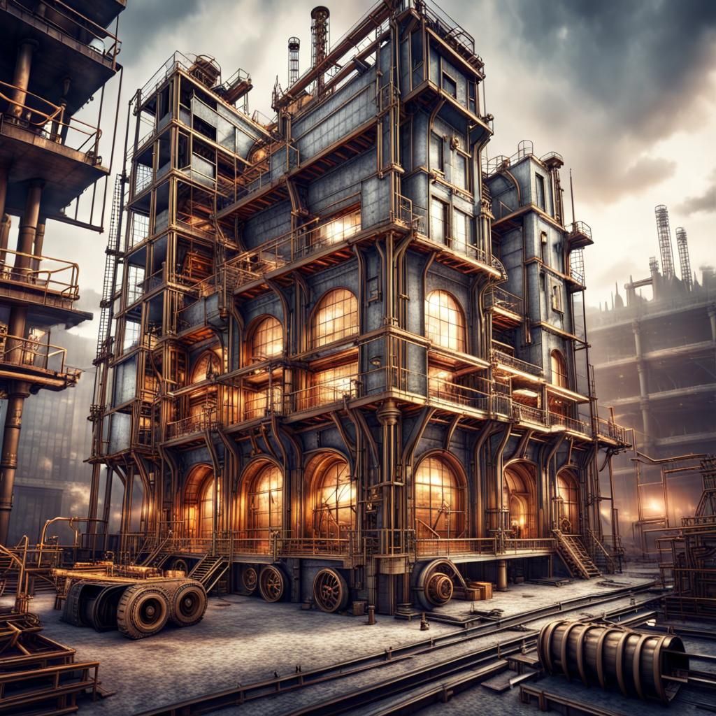 Steampunk architecture - AI Generated Artwork - NightCafe Creator