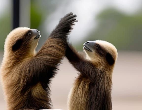High Five Sloths - AI Generated Artwork - NightCafe Creator