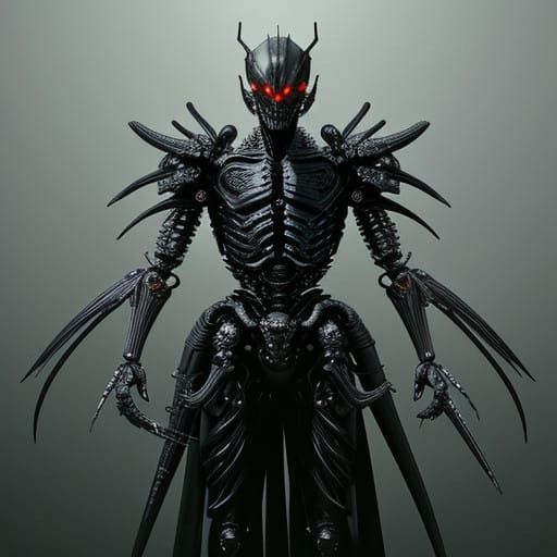 Black Mantis Monster Bone Katana - Biomechanical Dark Katana...