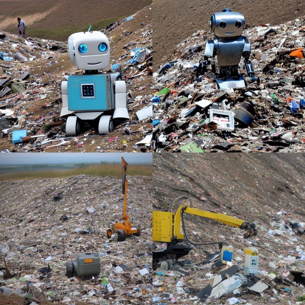 E.g. Broken robot in a landfill : r/nightcafe