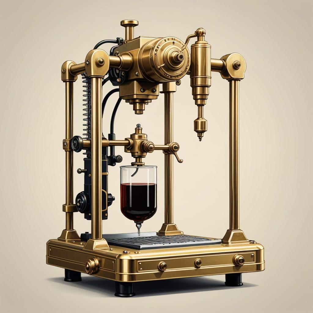 Vintage Art Deco Bottling Machine in Shimmering Go... - AI Art