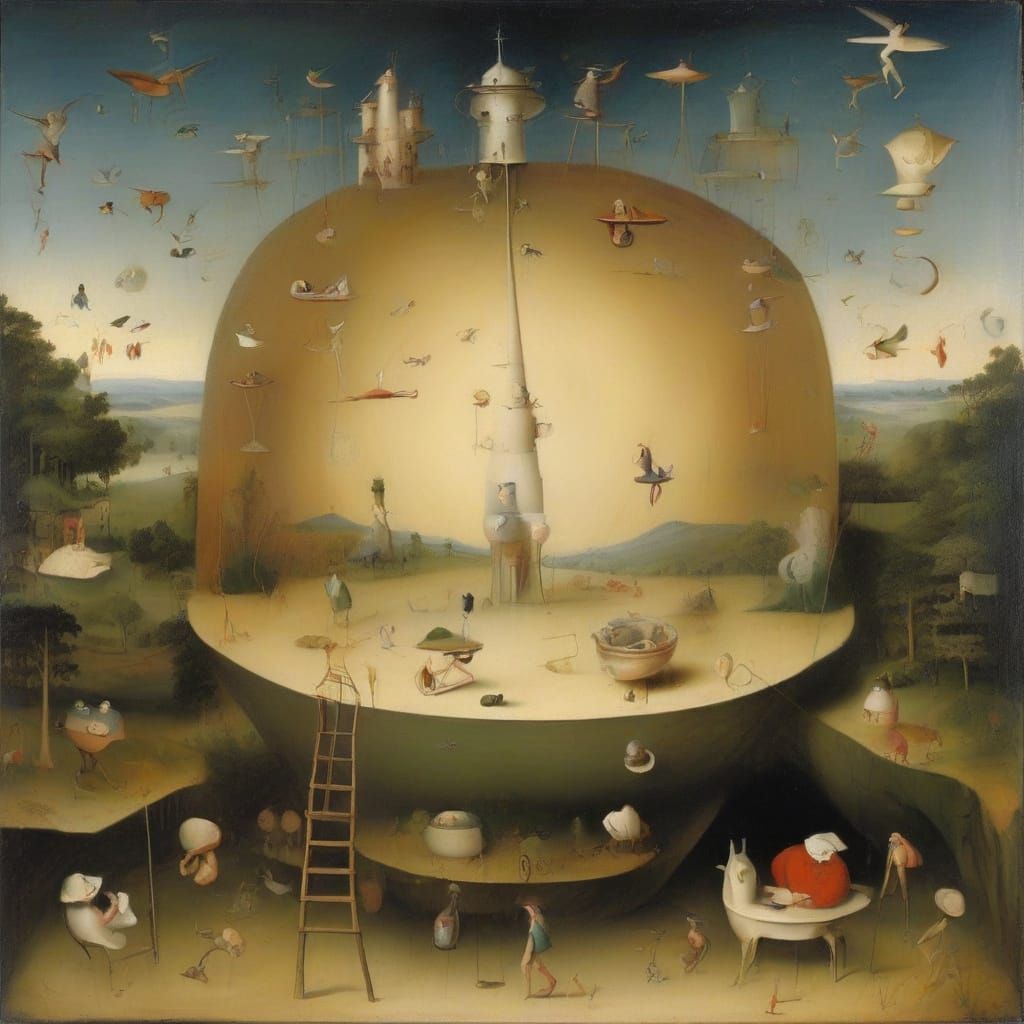 The Ladder to Nowhere - Whimsical Ladder to Infinity in Gold...