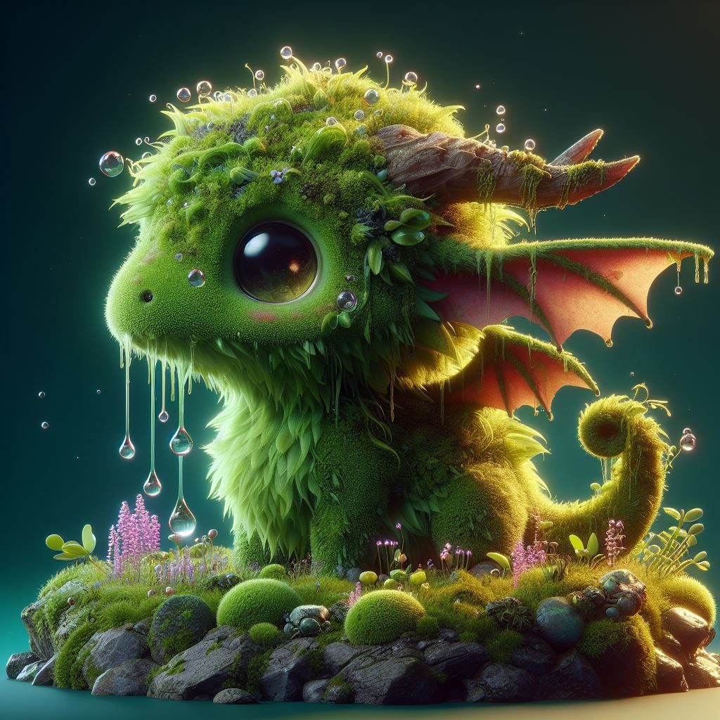 cute adorable moss dragon, water dripping - AI Generated Artwork ...