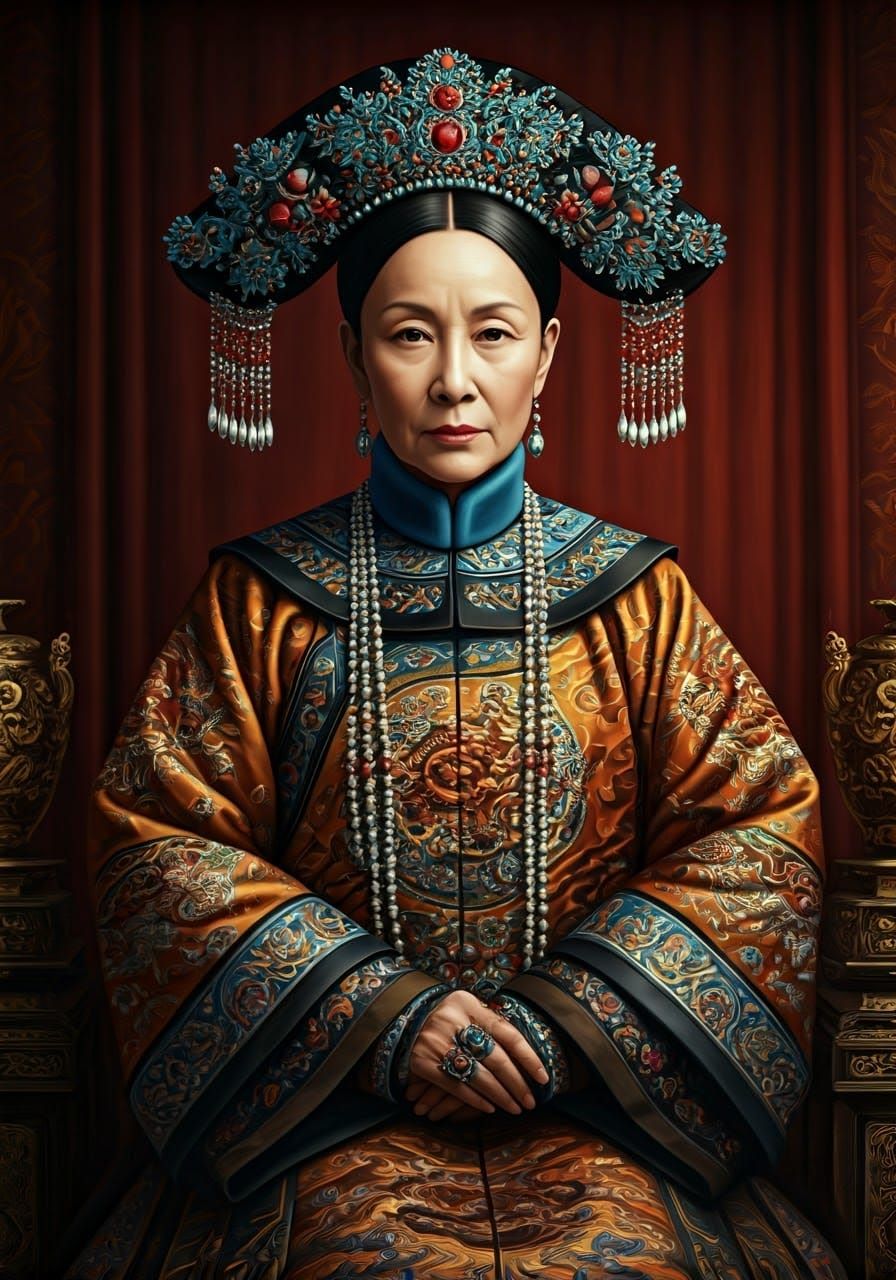Empress Dowager Cixi Portrait in Qing Dynasty Styl... - AI Art