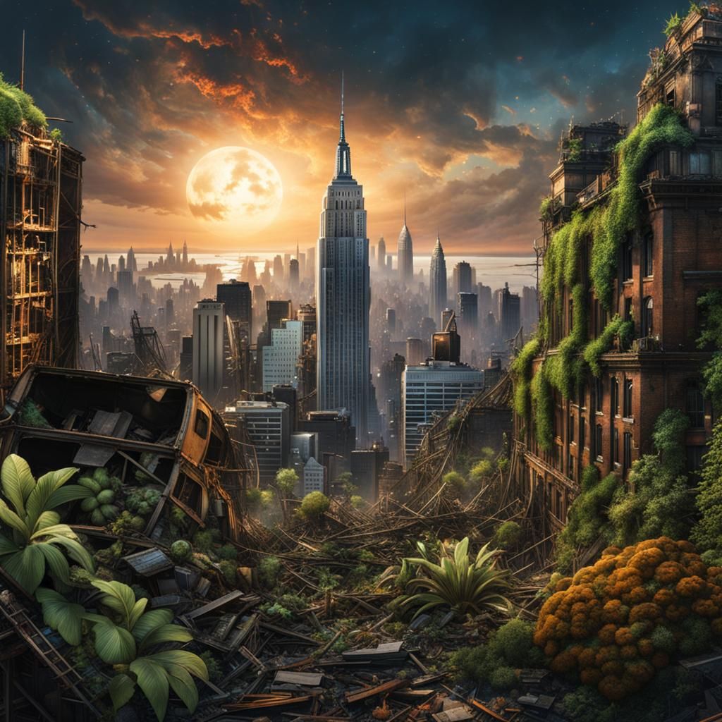 Post-Apocalyptic New York Skyline. - AI Generated Artwork - NightCafe ...