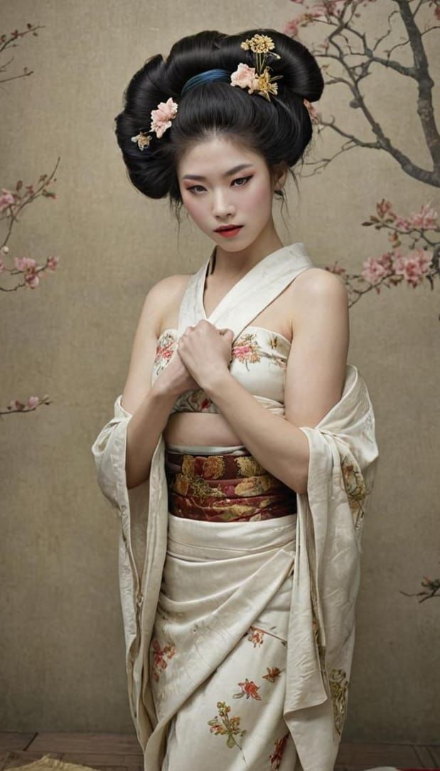 Geisha Lady (variations) - Geisha Lady in Victorian-Style Oi...