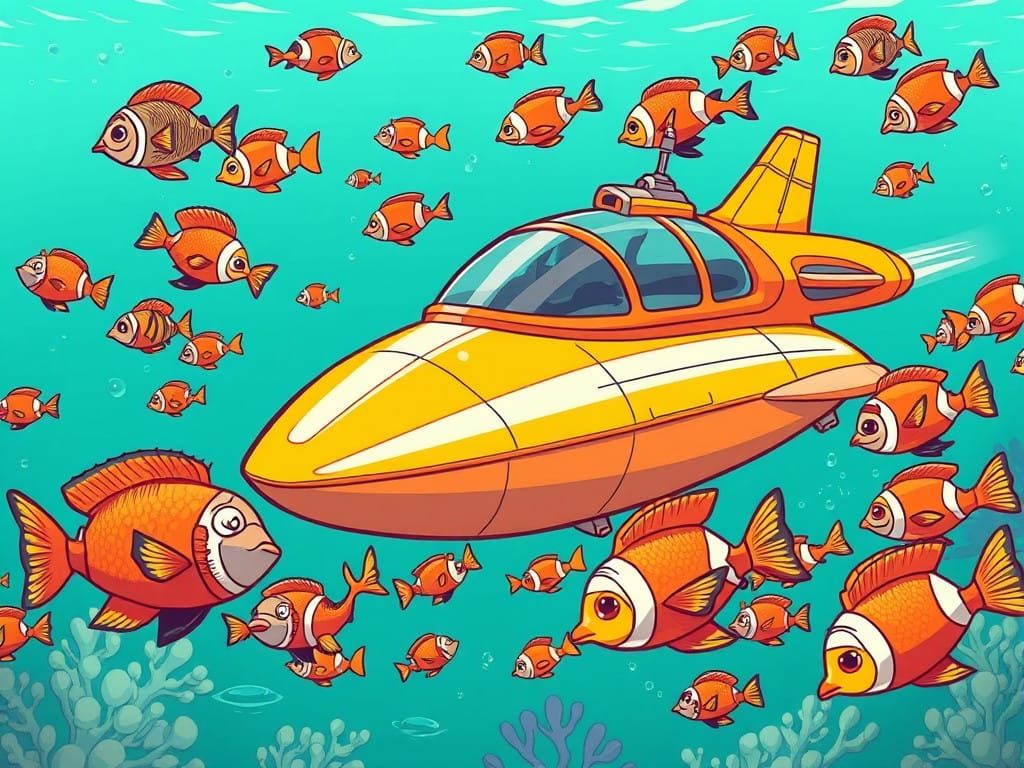 Retro-Futuristic Spaceship in Turquoise Underwater... - AI Art