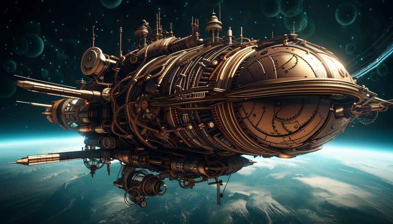Steampunk Spaceship - AI Generated Artwork - NightCafe Creator