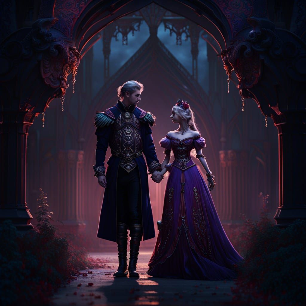 a gothic prince and a girly princess holding hands - AI Generated ...