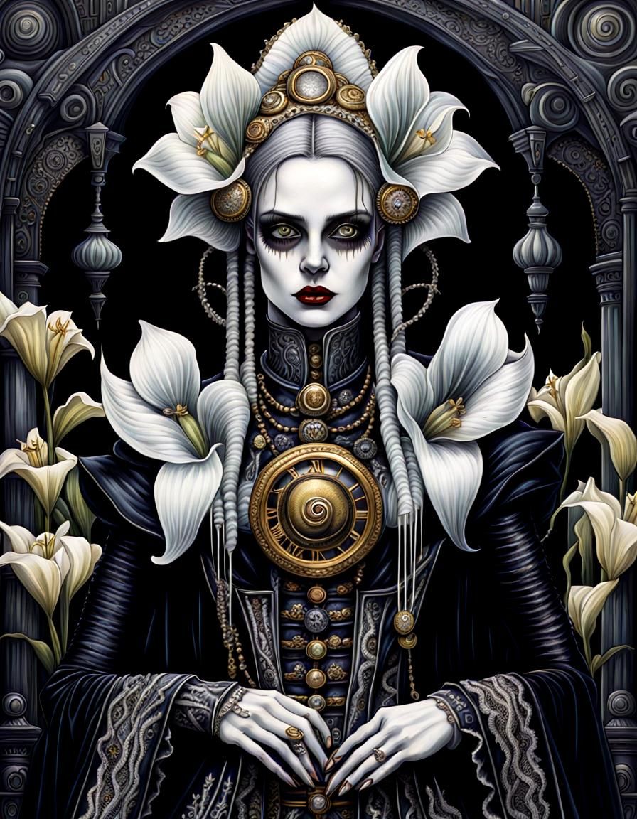 (intricately detailed horror artwork by H.R. Giger of a shady evil ...