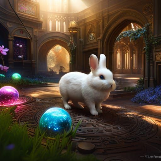 Bunny Amongst the Orbs - AI Generated Artwork - NightCafe Creator