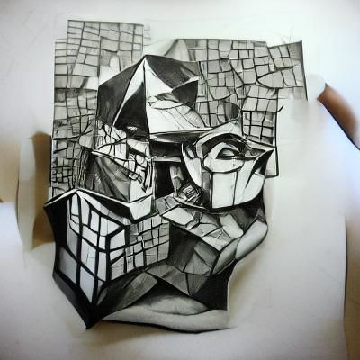 3D detailed cubism ink drawing - AI Generated Artwork - NightCafe Creator