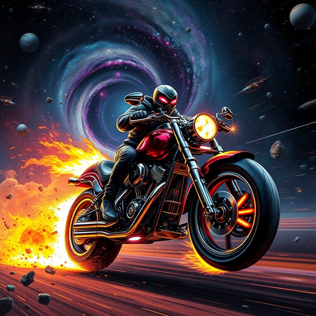 Lobo Rides Cosmic Motorcycle Through Stars in the ... - AI Art