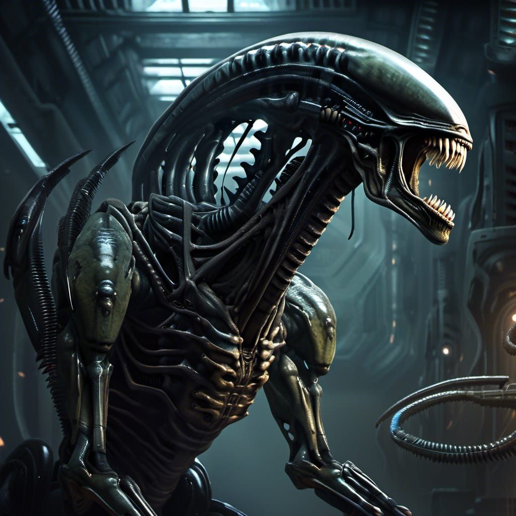 The Xenomorph, full body image, Alien, salivating, dark, elongated ...