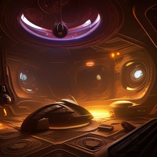 Alien spaceship with beautiful interior furniture and Lights - AI ...