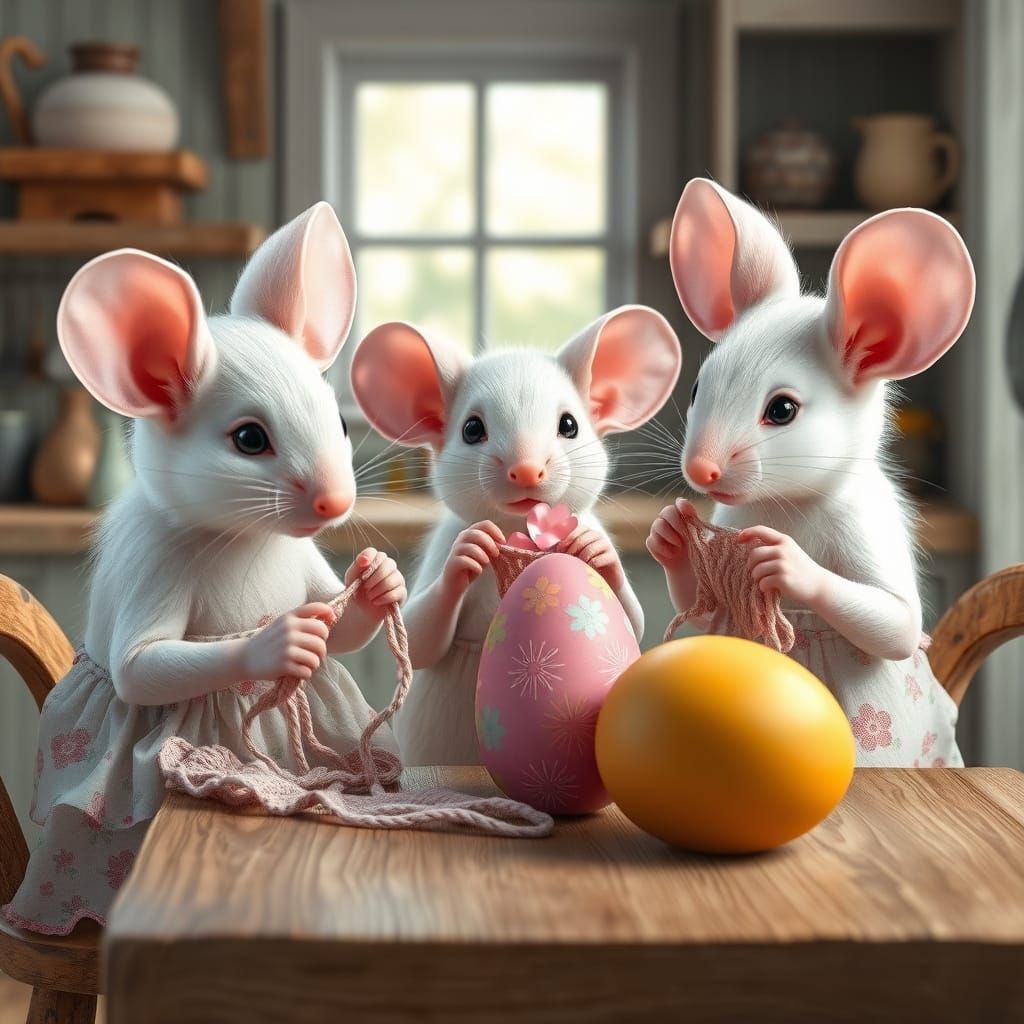Hyper-Realistic Mice in Cozy Kitchen Scene - AI Art