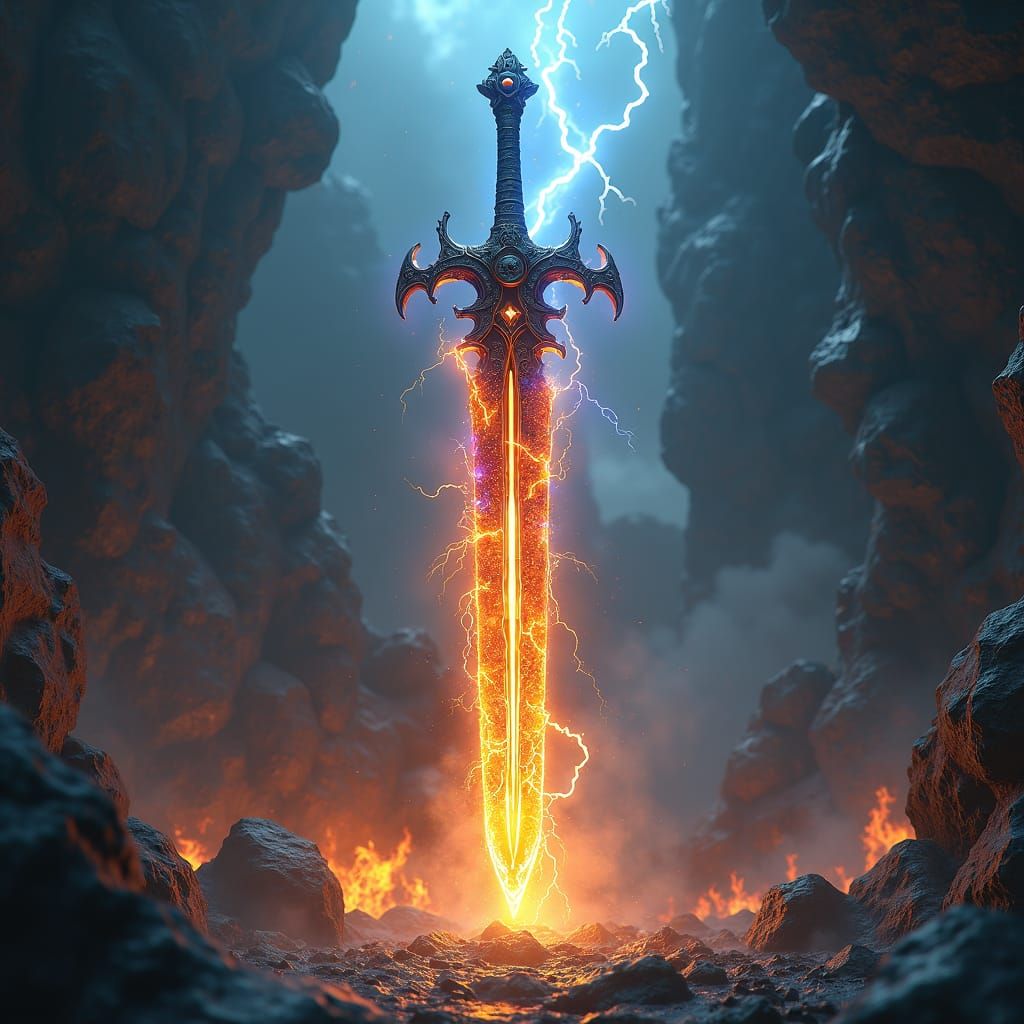 A legendary elemental sword forged in the heart of a celestial storm