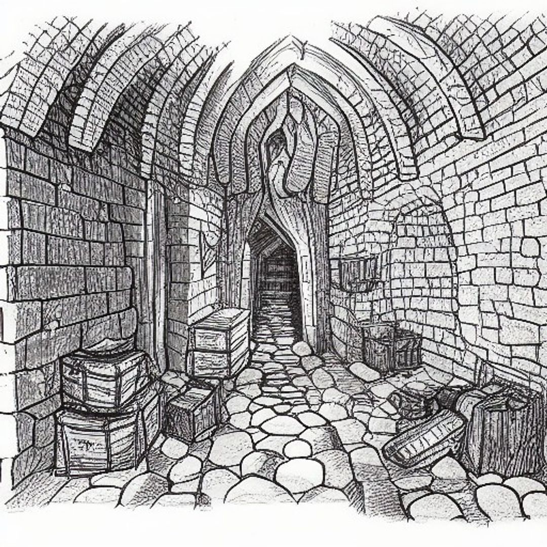 a dungeon hidden in a mountain rough pen and ink drawing osr - AI ...