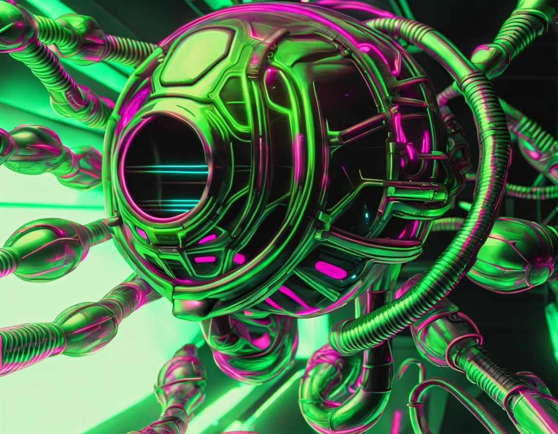 Alien breathing tube network, synthwave neon, cartilaginous rings - AI ...