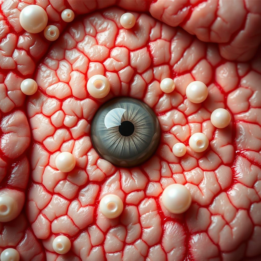 Pearls eyeballs skin texture veins