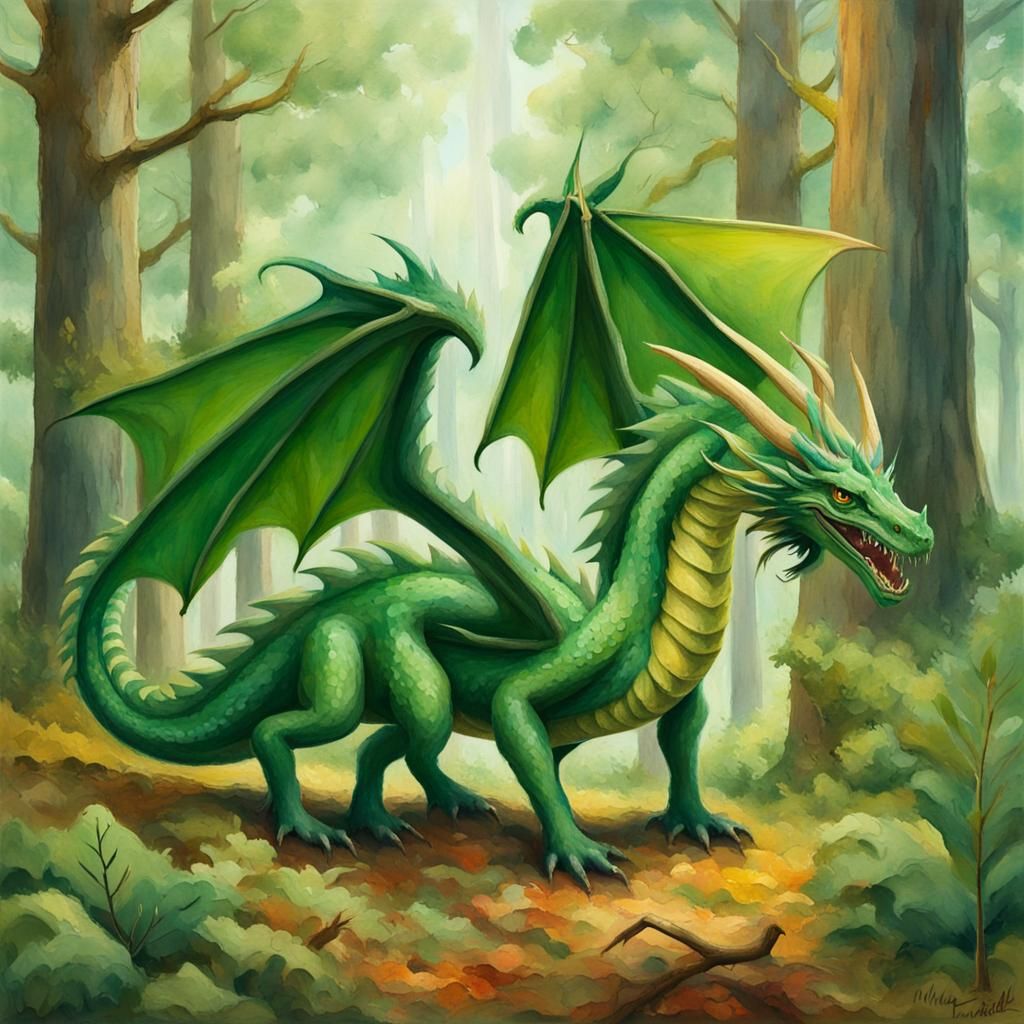 A green dragon - AI Generated Artwork - NightCafe Creator