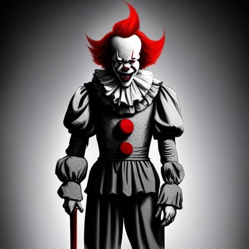 pennywise with a bloody knife horror Gustave Doré Greg Rutkowski - AI ...