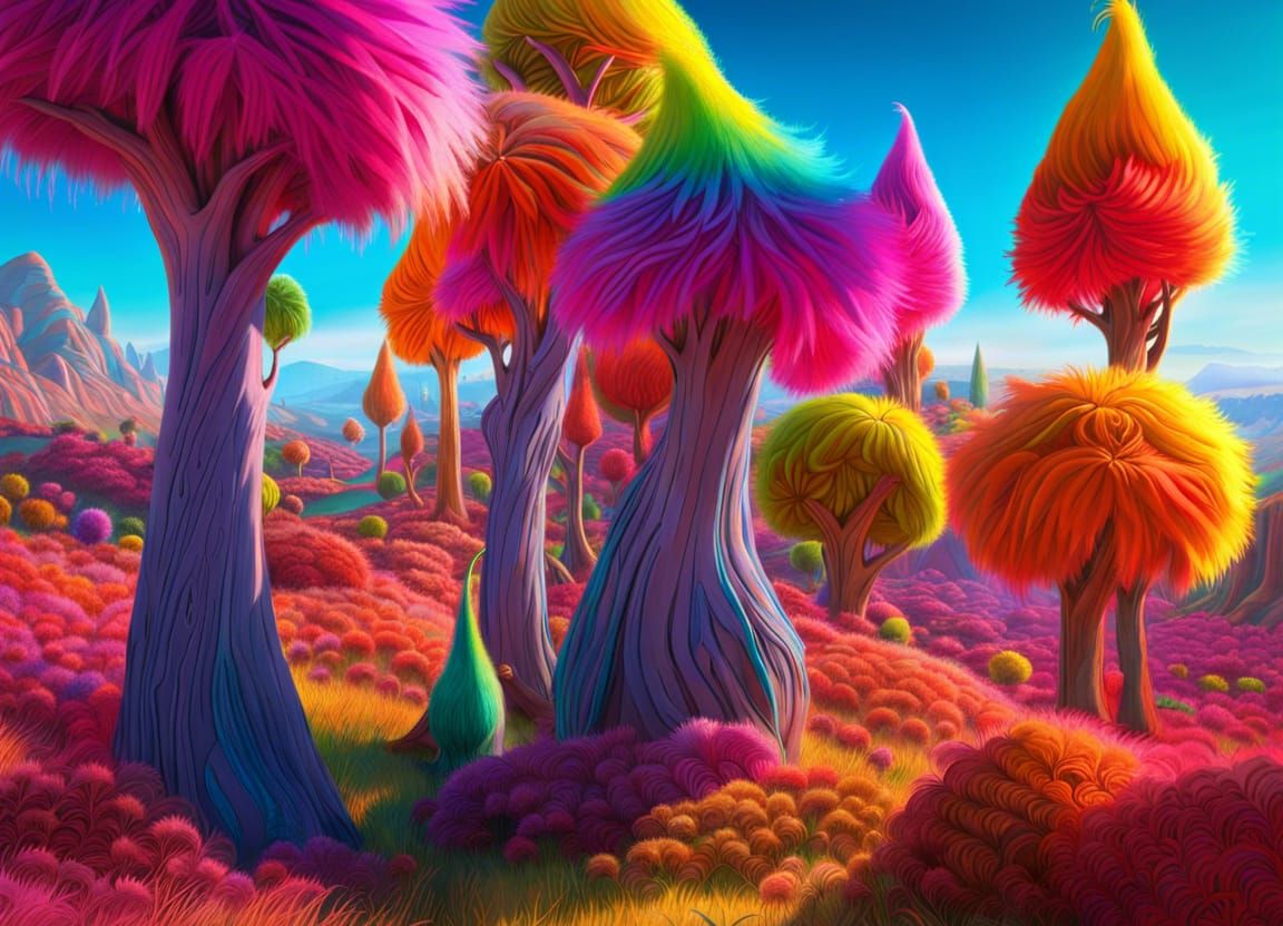Truffula Trees From The Lorax By Dr Seuss Ai Generated Artwork