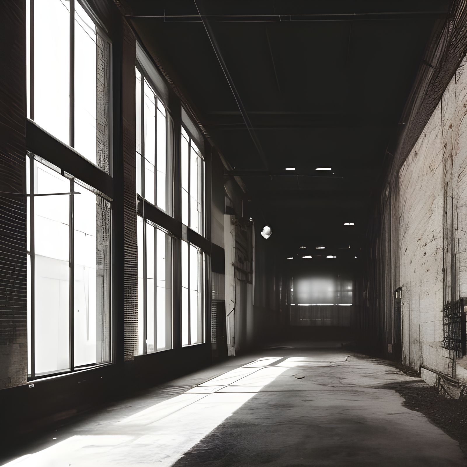 Liminal space in an old factory - AI Generated Artwork - NightCafe Creator