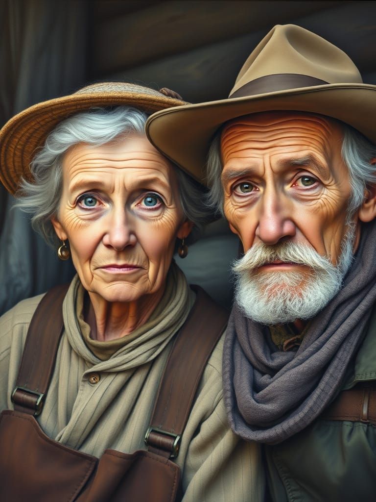 Color Portrait of an old Appalachian farmer couple early 1900s ...