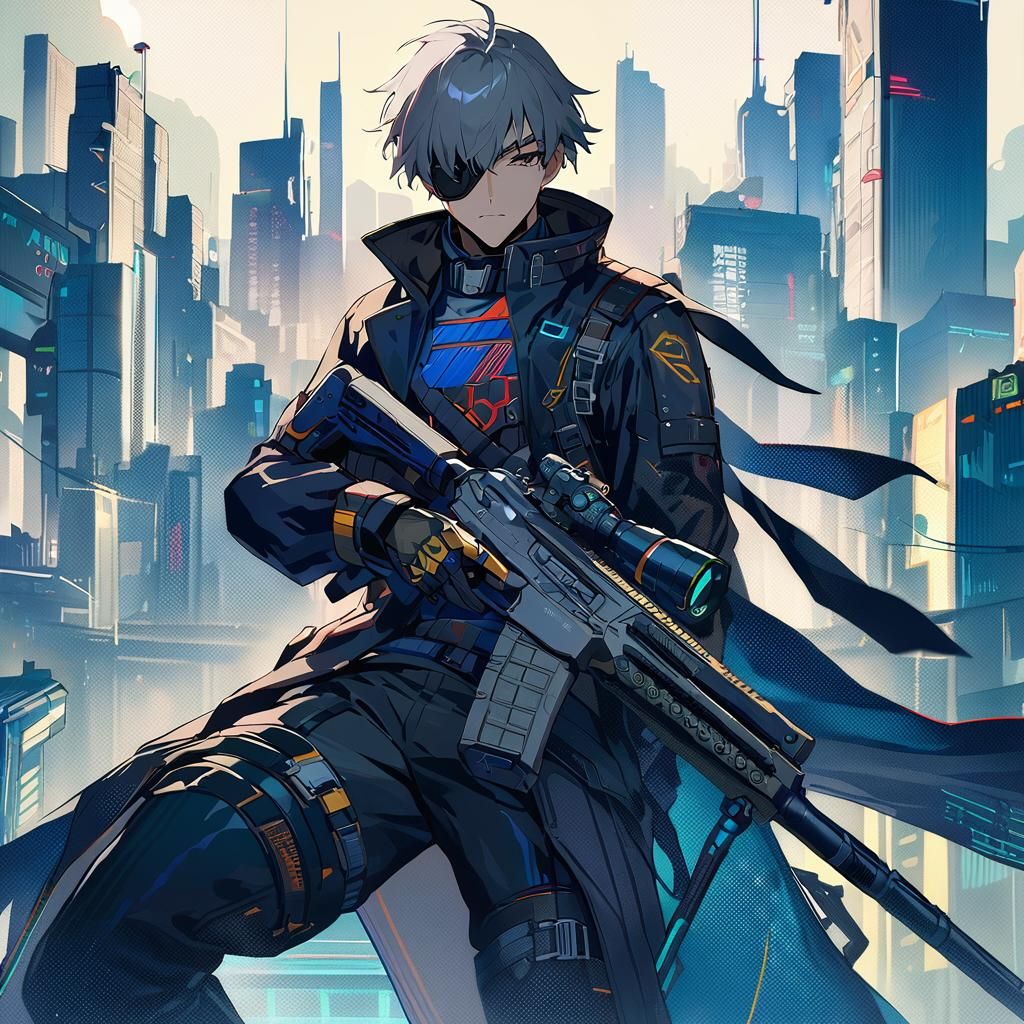 Grey-haired Cyberpunk Mercenary Agent (AnimagineXL) - AI Generated ...
