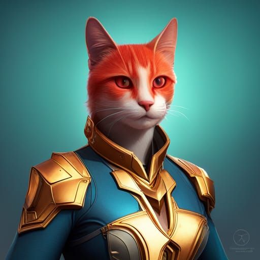 super hero cat head and shoulders portrait, 8k resolution concept art ...