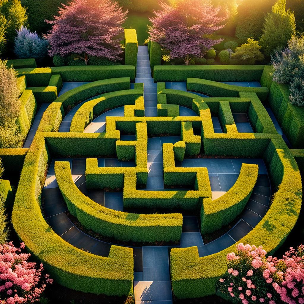 Aerial View of Garden Maze - AI Generated Artwork - NightCafe Creator