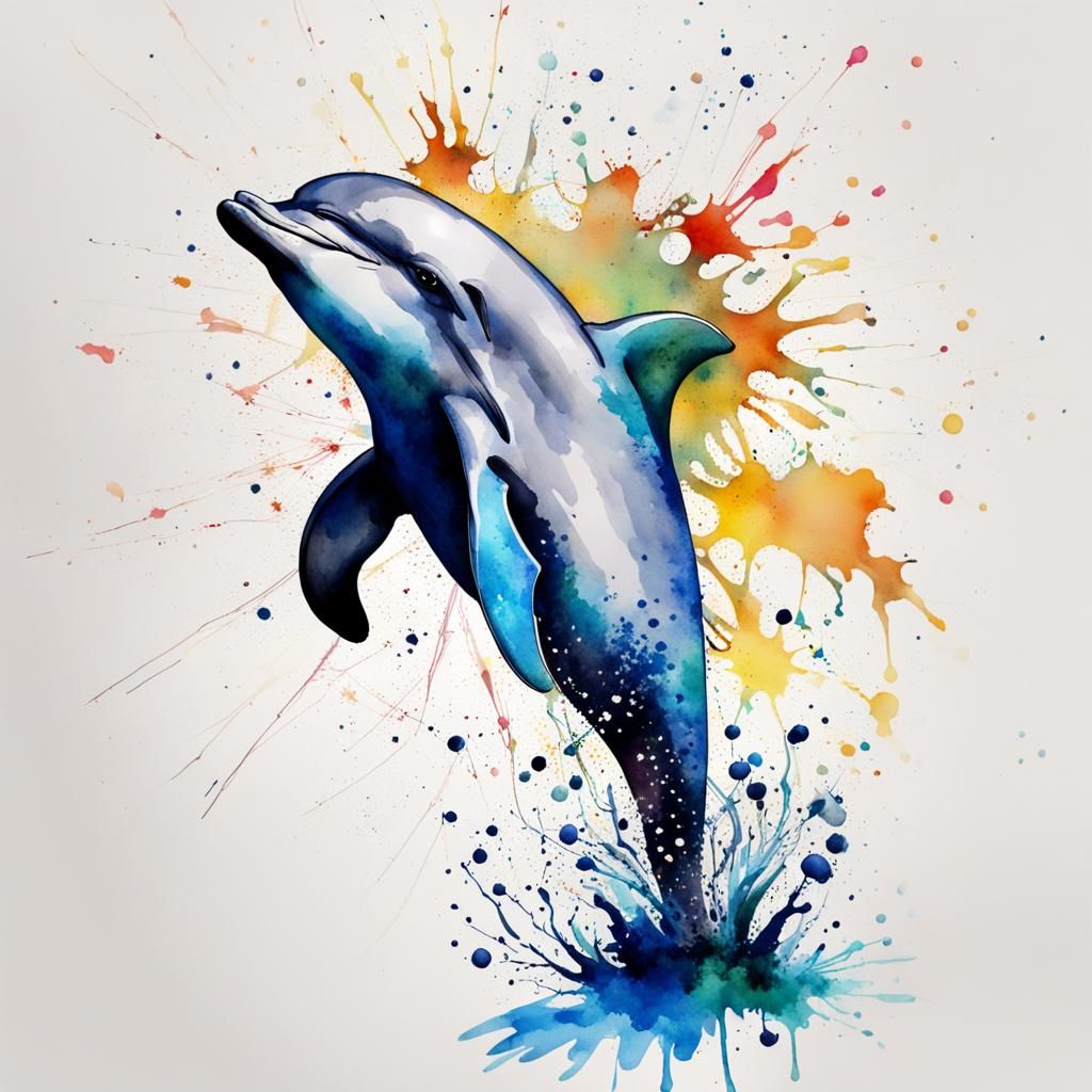 Dolphin splash - AI Generated Artwork - NightCafe Creator