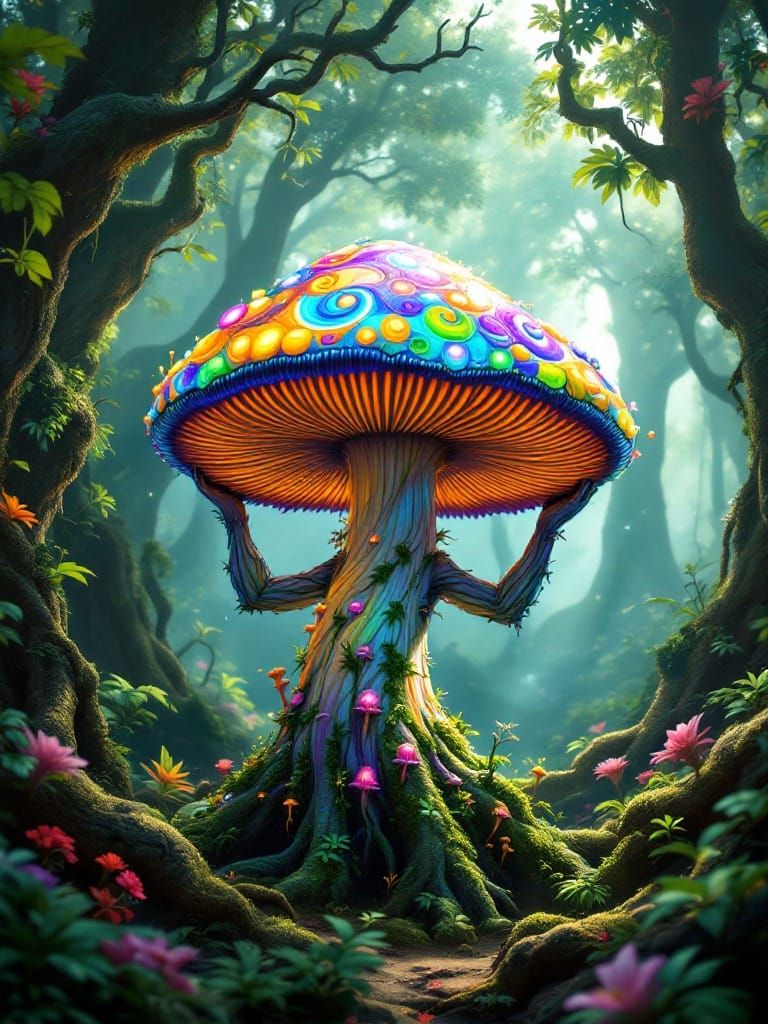 Funky shroom - Whimsical Jungle Mushroom Defies Gravity