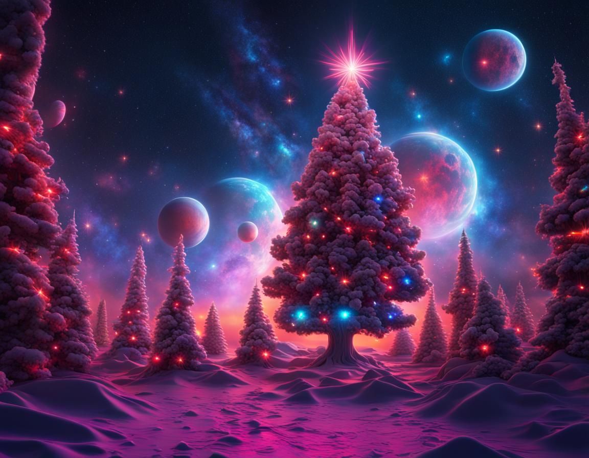 Futuristic christmas tree - AI Generated Artwork - NightCafe Creator