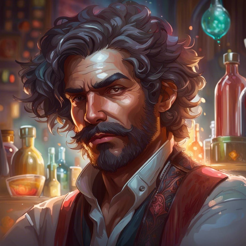 Intricately detailed Bar tender man head and shoulders portrait, 8k ...