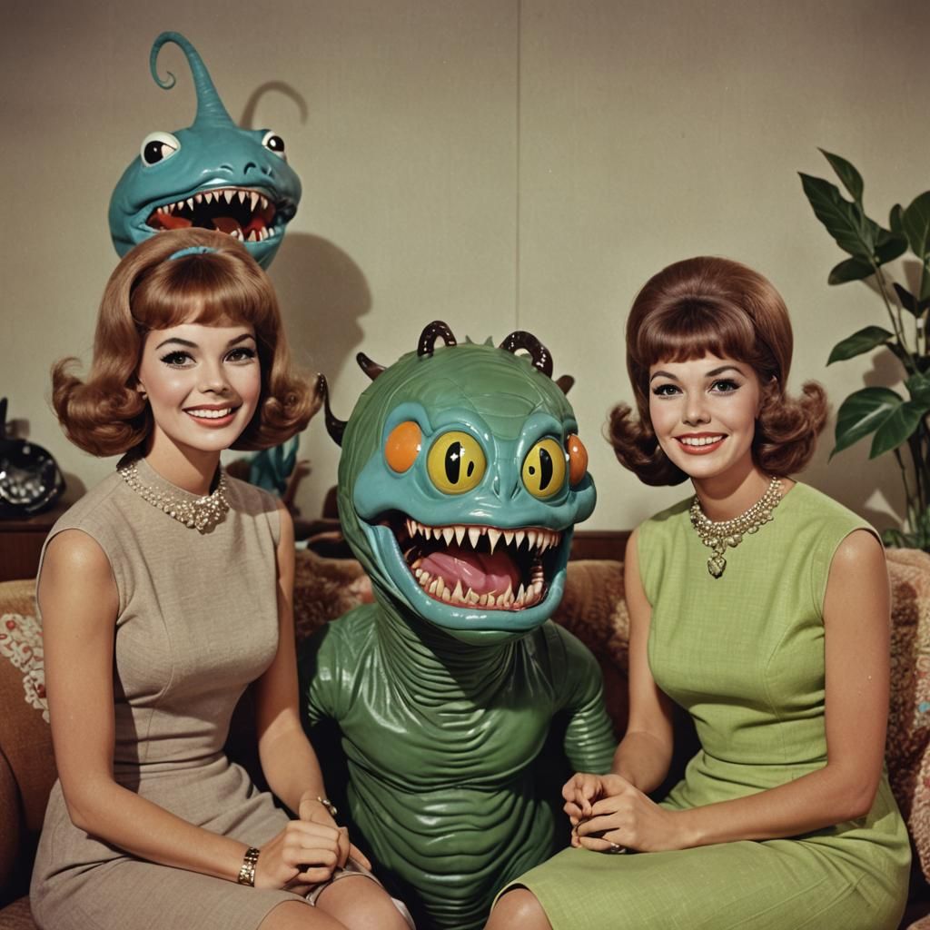 Magic 1960s women and alien friends - AI Generated Artwork - NightCafe ...