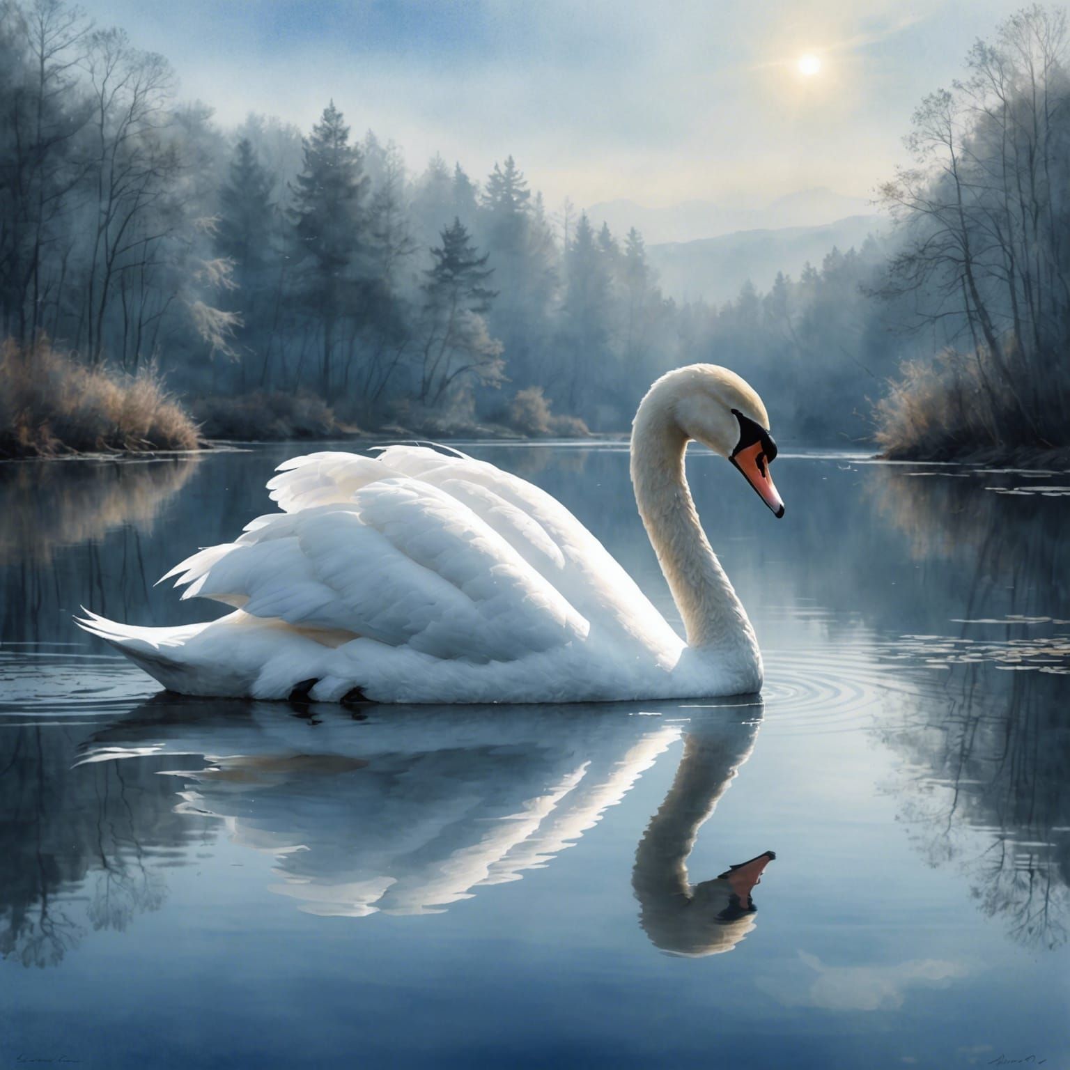 Portrait of a white swan #2 - AI Generated Artwork - NightCafe Creator