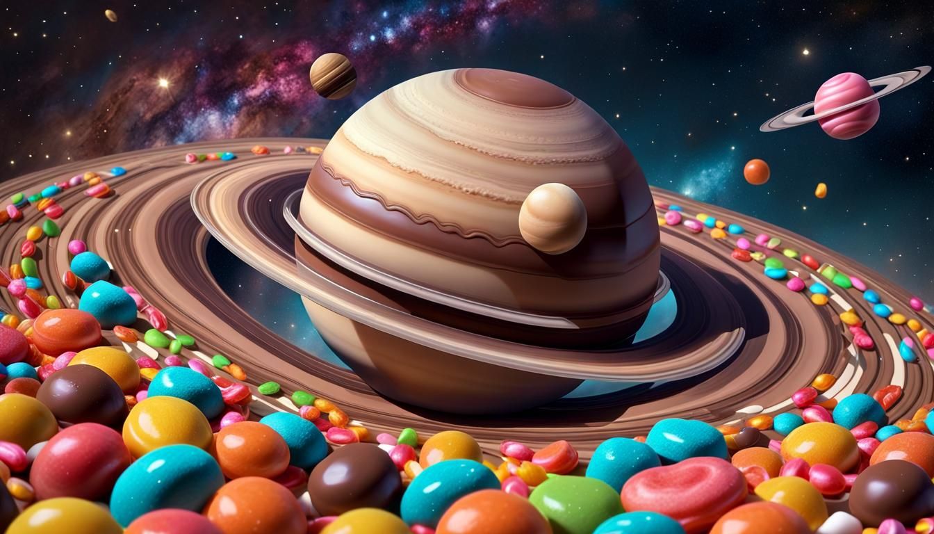 Chocolate Smarties Saturn - AI Generated Artwork - NightCafe Creator
