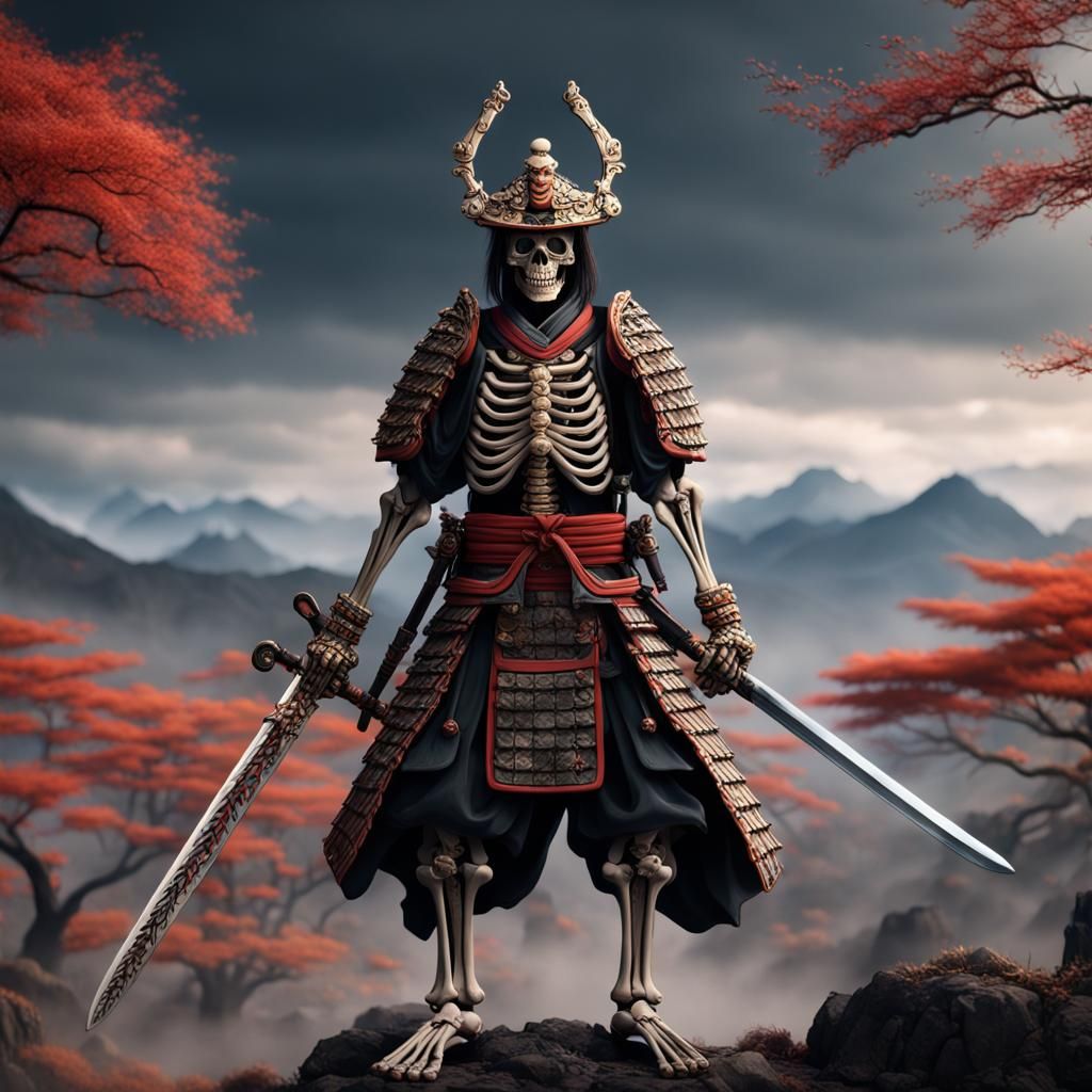 Japanese samurai skeleton with a sword - AI Generated Artwork ...