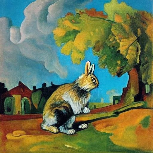 Fierce Rabbit Defies Autumn in Bold, Expressive Br... - AI Art