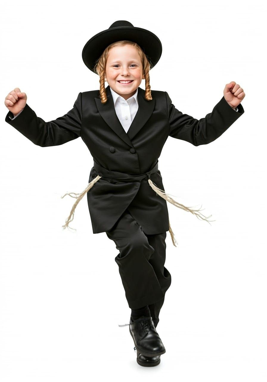 Authentic Portrait of a Joyful Young Hasidic Boy i... - AI Art