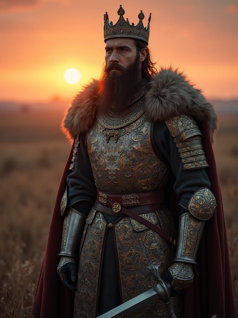 Arpad, Hungarian King, on the Great Hungarian Plai... - AI Art