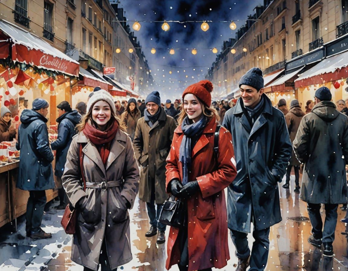 Paris Night Market on Christmas Eve